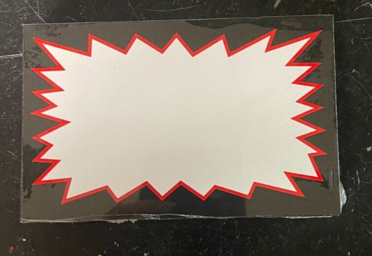 RETAIL SALE SIGNS Starburst Price Display Signs-Black, Red & Wht-100 ...
