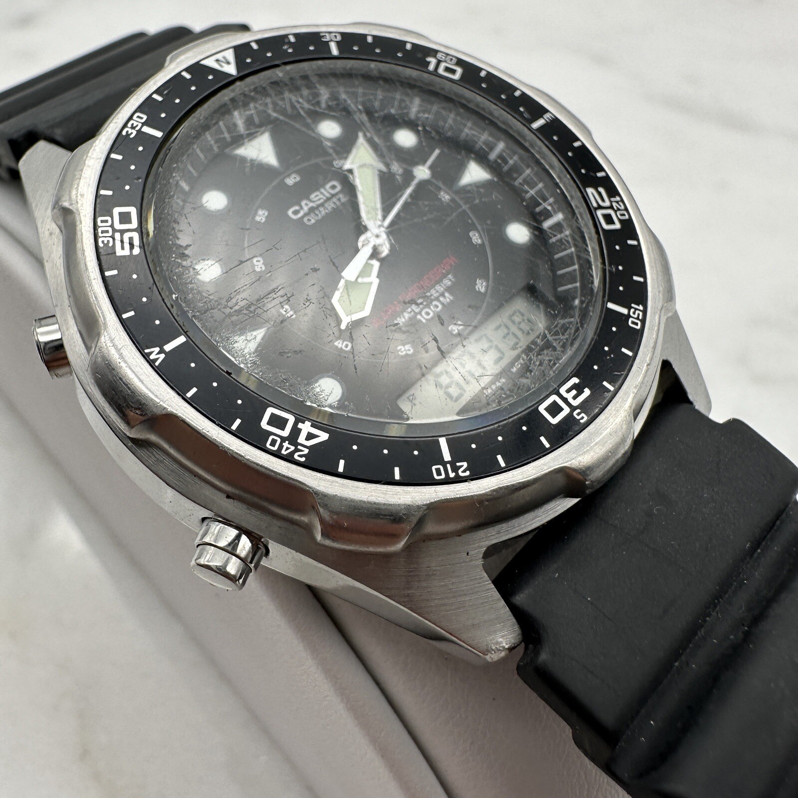 Vintage+Casio+Amw-320r+Analog+Digital+100m+Diver+Watch+Japan+Movement ...
