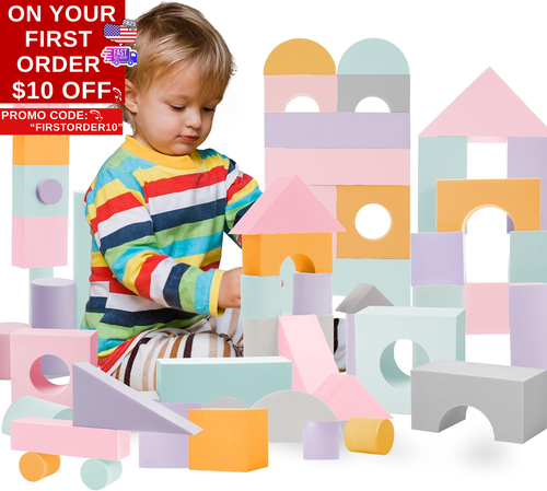 Set of 34 Jumbo Large Foam Blocks for Toddlers - Stacking Soft Blocks ...