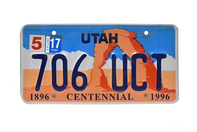 Utah License Plate Arch Centennial 706 UCT (Single Plate) | eBay