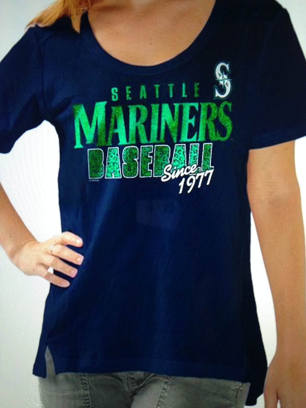 MLB Seattle Mariners Women’s Varsity Scoop Neck Tee Shirt Top Size ...