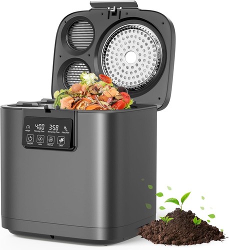 Electric Kitchen Composter, 4L Large Capacity Smart Indoor Compost Bin ...