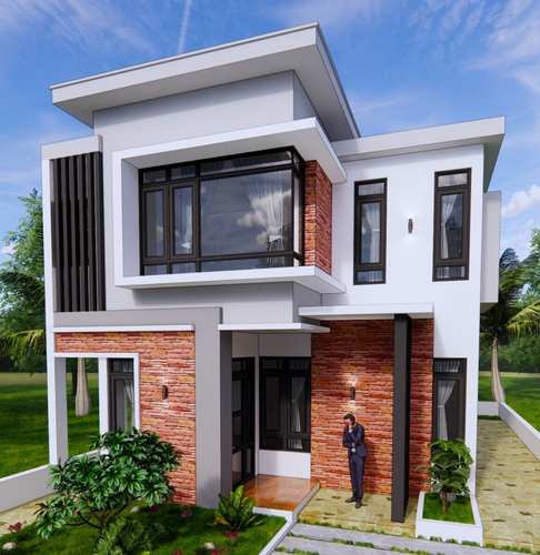 26x40 Feet House Plan 8x12 Meter 4 Bed 3 Bath Flat Roof PDF Plan (A4 ...