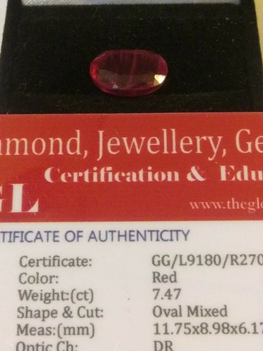 NATURAL GGL CERTIFIED GEM TESTED OVAL RED RUBY 7.47 CARATS | eBay
