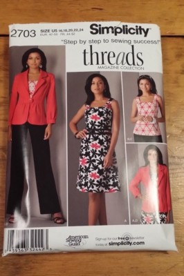 SIMPLICITY LADIES TOP PANTS COAT DRESS PATTERN 2703 SIZE 16-24 FREE ...