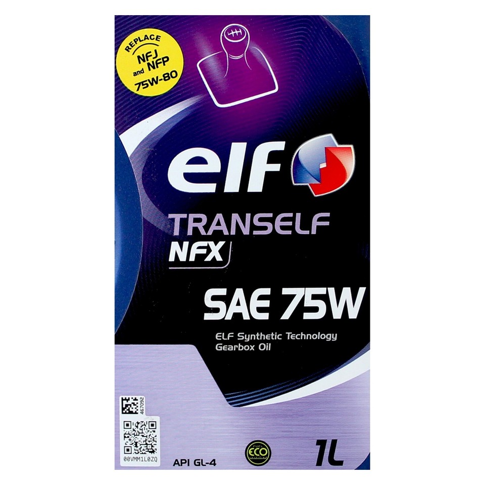 Elf Tranself NFX SAE 75W EP Synthetic Transmission Fluid Gearbox Oil 1L ...
