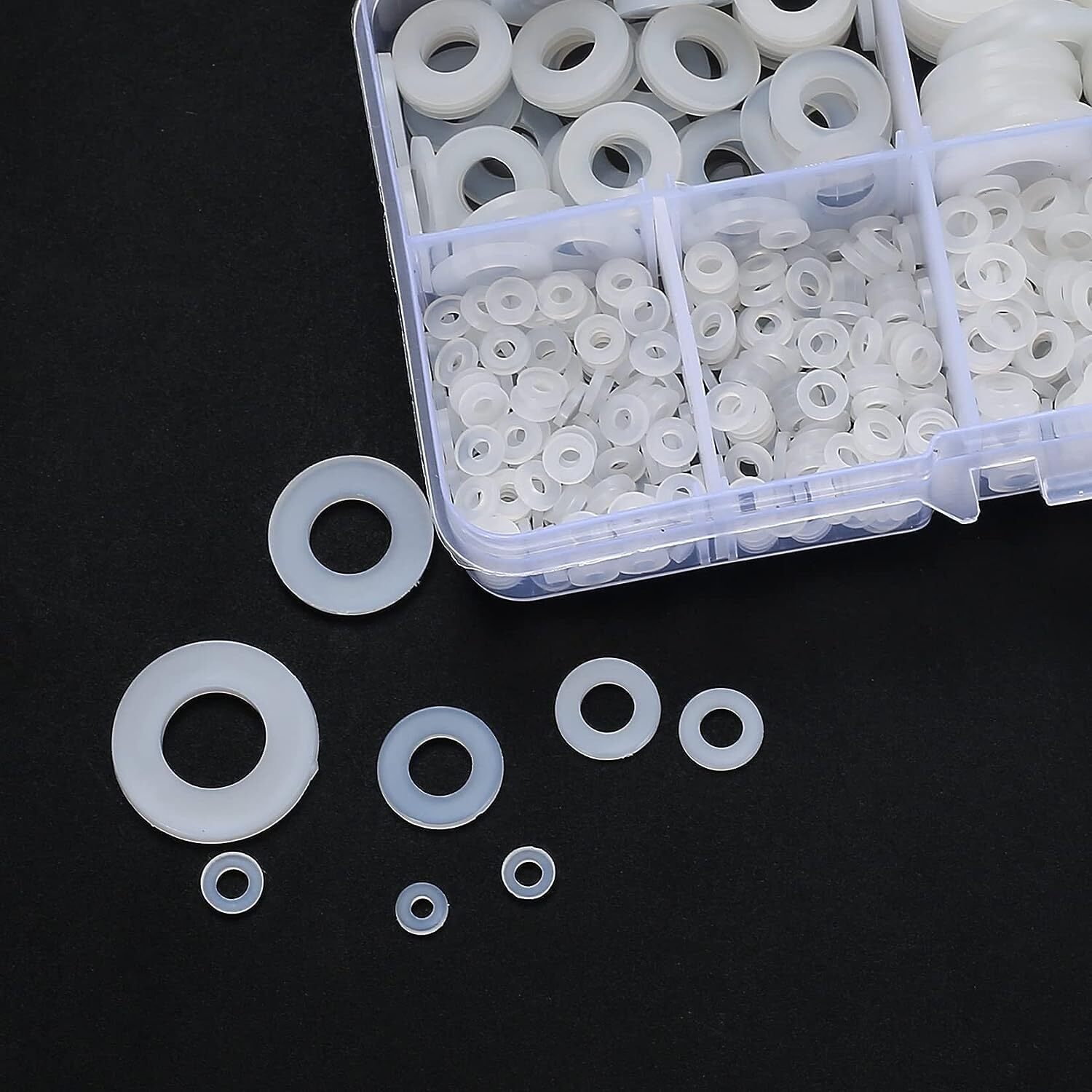650 Pcs White Nylon Flat Washer Assortment Kit, round Flat Nylon ...