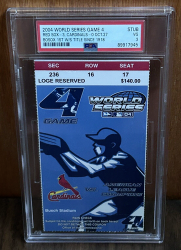 2004 MLB World Series Game 4 Ticket Stub PSA 3 Boston Red Sox 1st Win ...
