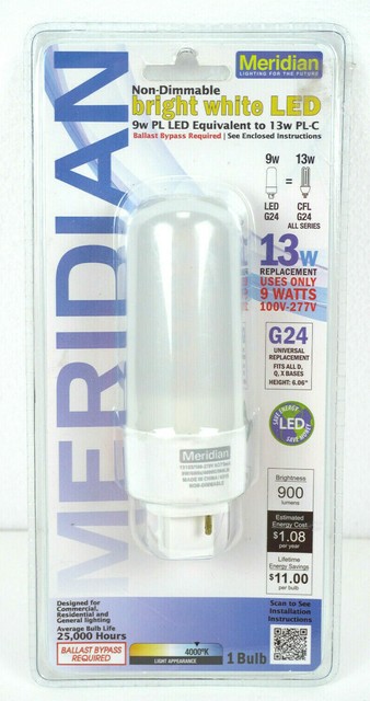 Meridian 13w Bulb Bright White LED 13183 Replacement G24 for sale ...