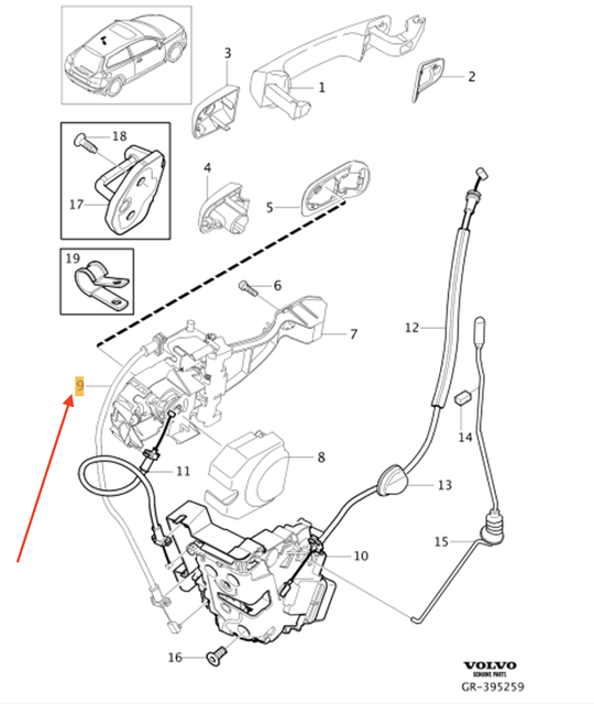VOLVO C30 Front Door Opener Outer Cable RHD 30784228 GENUINE for sale ...
