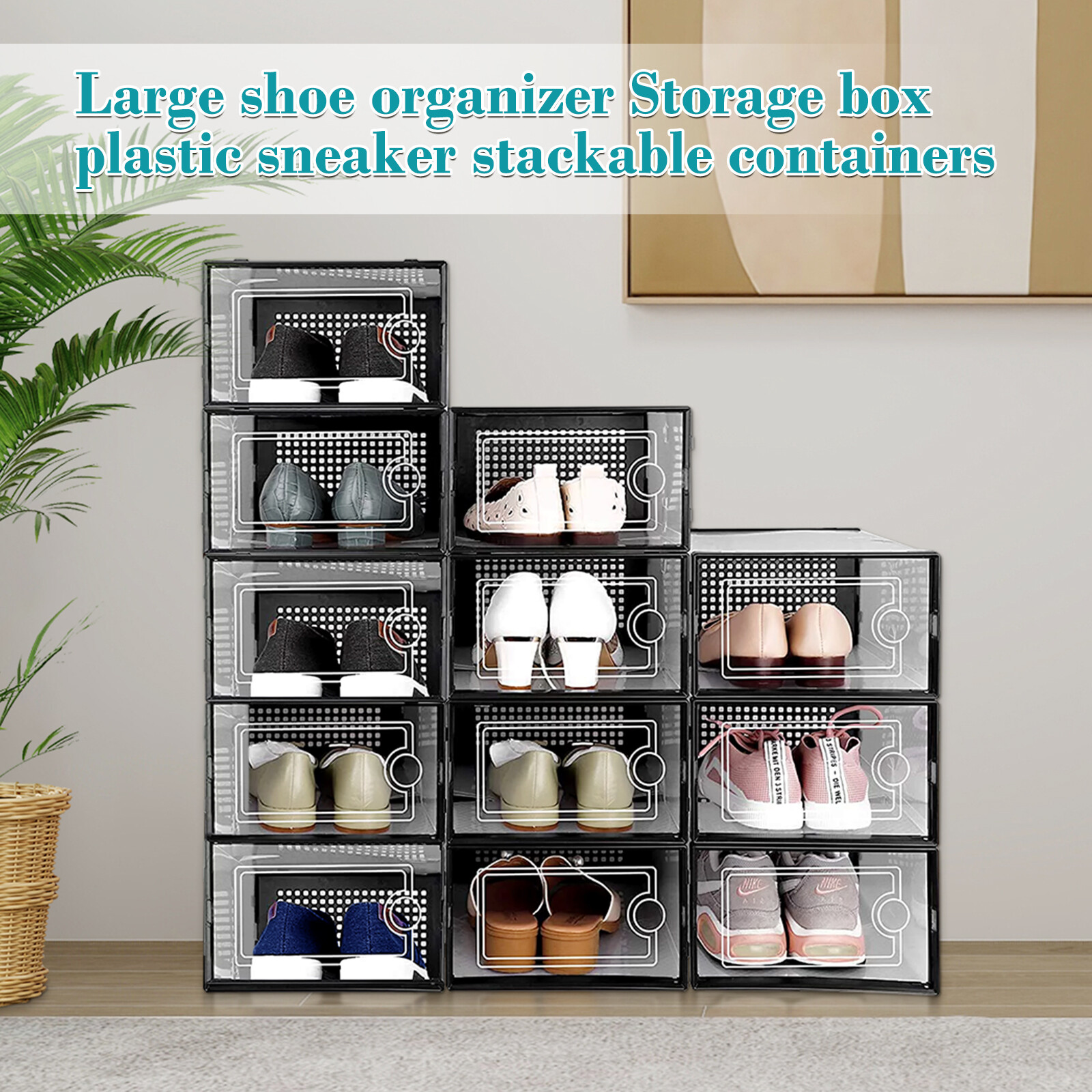 24 Pack Shoe Shoe Organizers Storage Boxes Stackable Box Containers ...