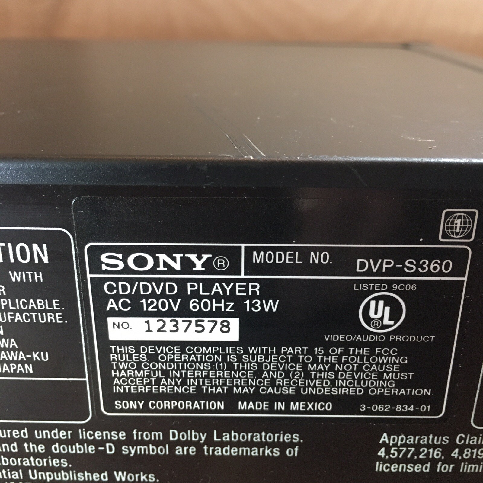 Sony DVP-S360 CD/DVD Player Digital Cinema Sound Home Theater | eBay