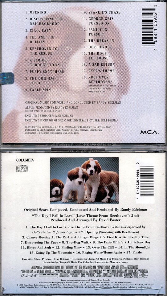 Randy Edelman "BEETHOVEN" / "BEETHOVEN'S 2nd" soundtrack 2xCD set out ...