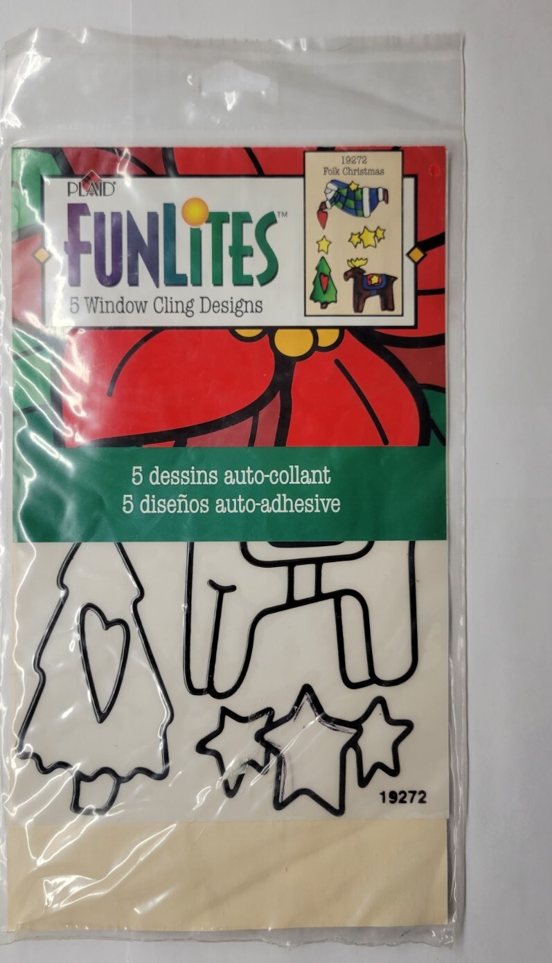 Plaid Funlites 5 Window Cling Designs #19272 Folk Christmas | eBay