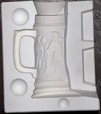 White Horse Stein Mold Embossed Details No.748 -3PCS- Plaster Slip ...