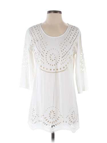Solitaire Swim Women White 3/4 Sleeve Top S | eBay