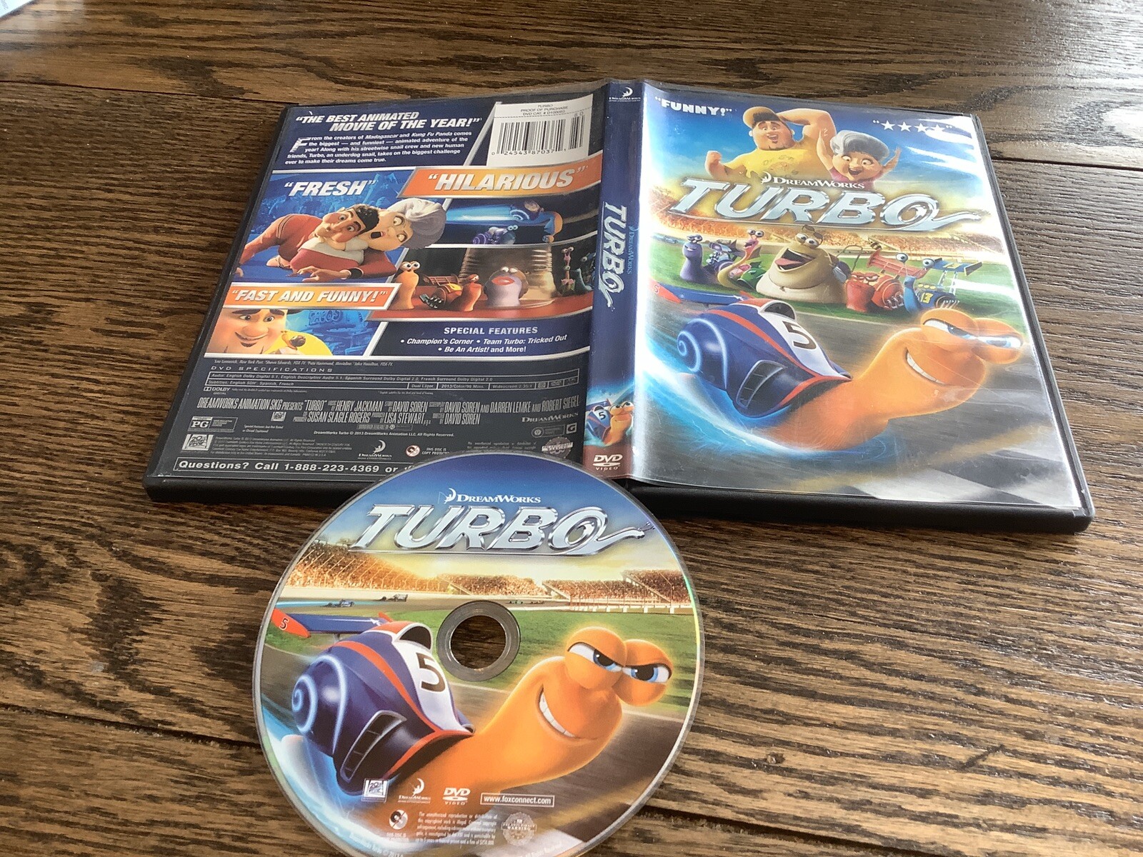 Turbo (DVD, 2013) USED KIDS FUN CARTOON DREAMWORKS FREE US SHIP ...