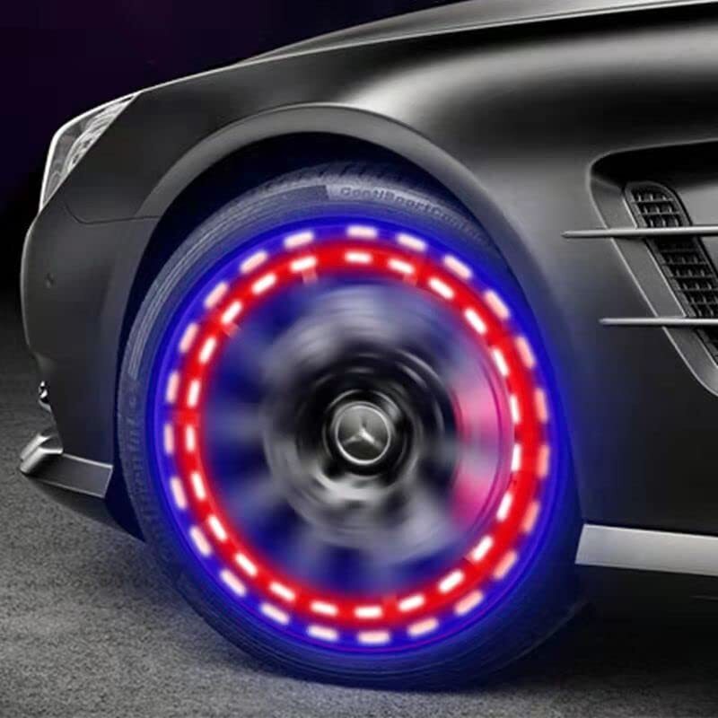 4 Pack Solar Car LED Tire Lights Wheel Valve Step Cap Lights for Car ...