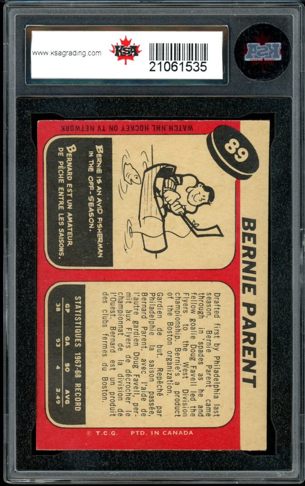 1968-69 OPC O-pee Chee NHL #89 Bernie Parent Rookie KSA 8 NM-MINT ...