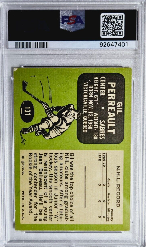 1970 Topps #131 Gil Perreault Signed Rookie Card Autograph W/ HOF RC ...