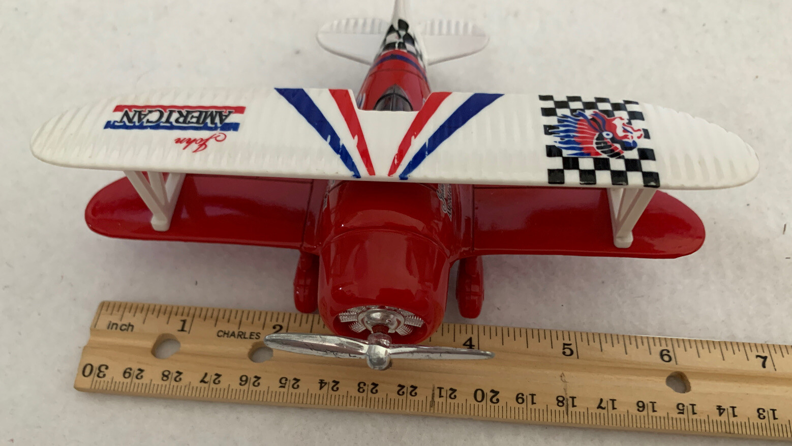 Toysmith Plane John American Biplane Pull Back Release Toy Die Cast ...