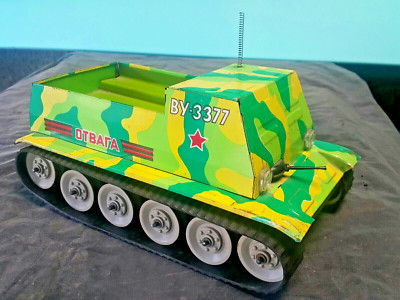 VINTAGE TANK MILITARY TIN TOY VU-3377 OTVAGA USSR RUSSIA CCCP BATT ...