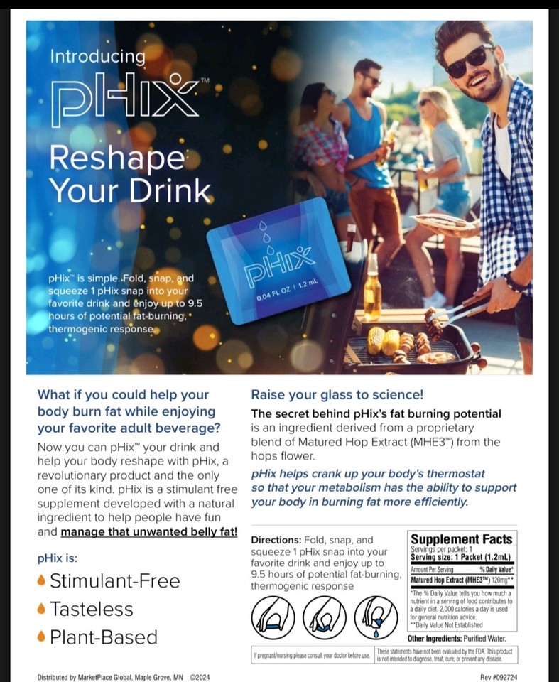 PHIX Fat Burning Dietary SUPPLEMENTS 30 ct SIP AND SLIM Weight Loss | eBay