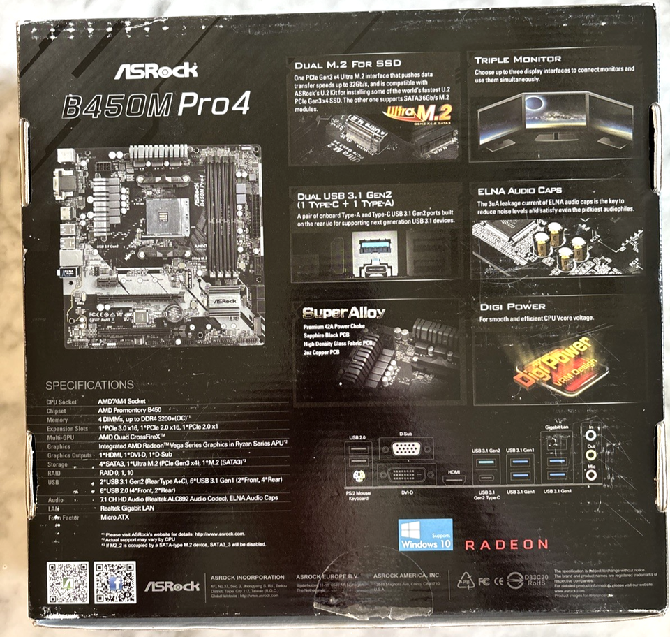 ASRock B450M Pro 4 AMD AM4 Micro ATX Motherboard MATX -Parts Only! | eBay