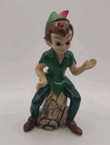 Vintage Walt Disney Ceramic Peter Pan Figure Dark Green Tunicade In ...