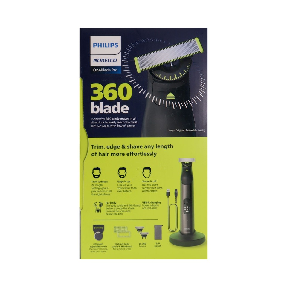 Philips Norelco OneBlade 360 Pro Hybrid Face & Body Electric Trimmer ...
