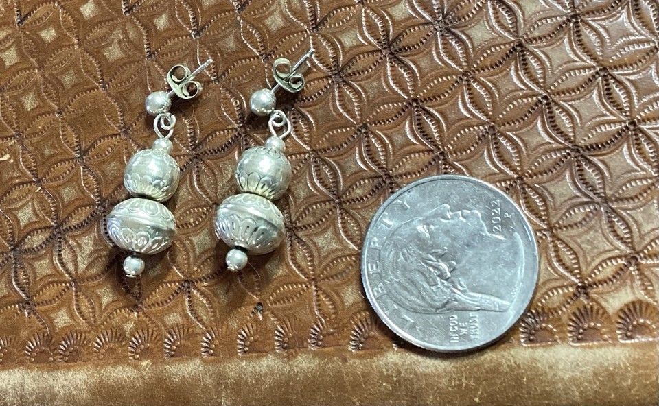 Native American Sterling Silver Ball Bead Earrings | eBay