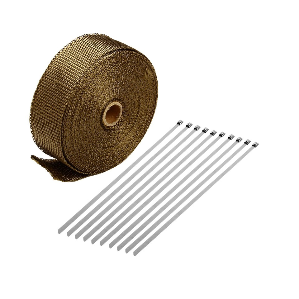2" 50ft Roll Fiberglass Exhaust Header Pipe Heat Wrap Tape Black +Ties ...