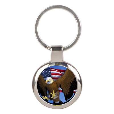 Bald Eagl American Flag Key Ring Key Chain Key Fob Chrome Finish | eBay