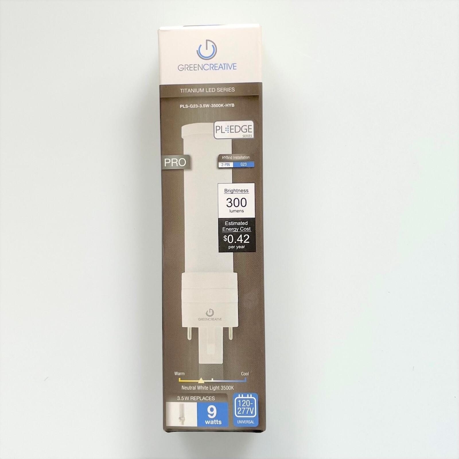 Green Creative 3.5W 2-Pin PL LED Lamp 3500K 300 Lumen G23 Hybrid Light ...