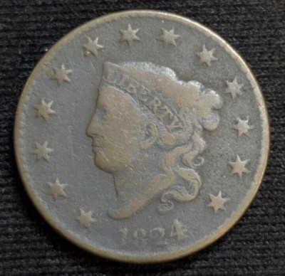 1824 Coronet Head Large Cent Penny- Average Circulated- BC61 | eBay