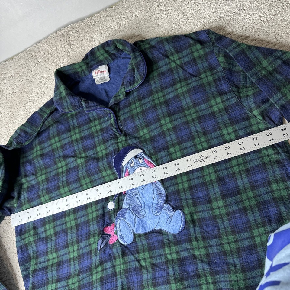 Vintage Disney Store Nightgown Womens XL Eeyore Flannel Green Blue ...