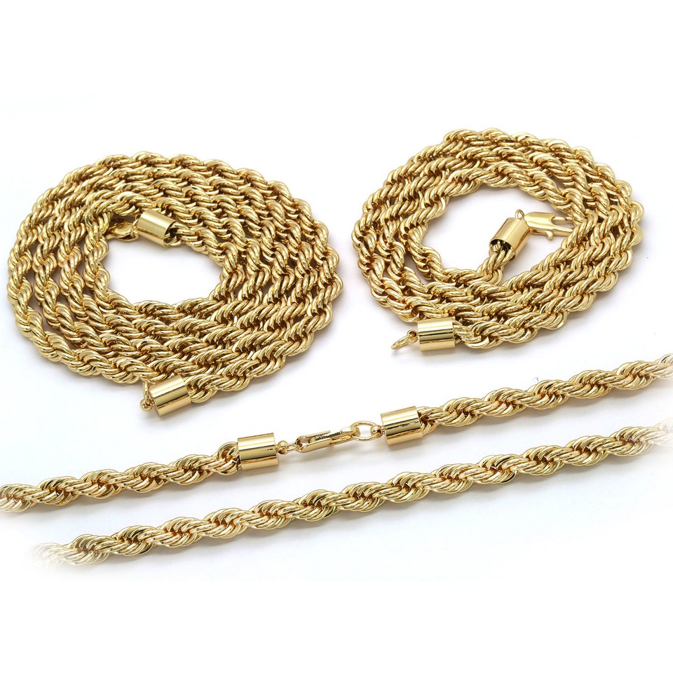 14K Gold Plated High Fashion 24" inch Italy Rope Chain Necklace 2.5 mm ...