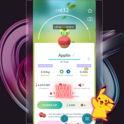 Applin XXL + 0.33 m to 0.35 m, to win Showcases, Pokemon Trade Go | eBay
