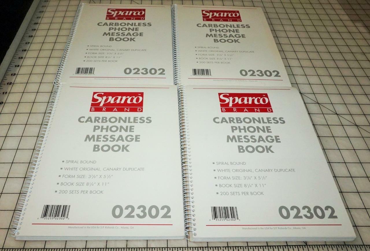 LOT OF 4 Sparco Telephone Message Book - 200 Sheet Spiral Bound 2 Part ...