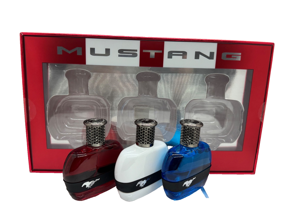 Ford Mustang Cologne For Men 3 Pack Red White and Blue 1oz Bottles Gift ...