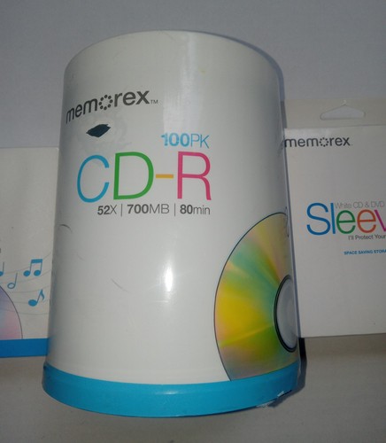 Memorex CD-R Spindle Disc Pack - 100 PK 700MB And Sleeve Lot | eBay