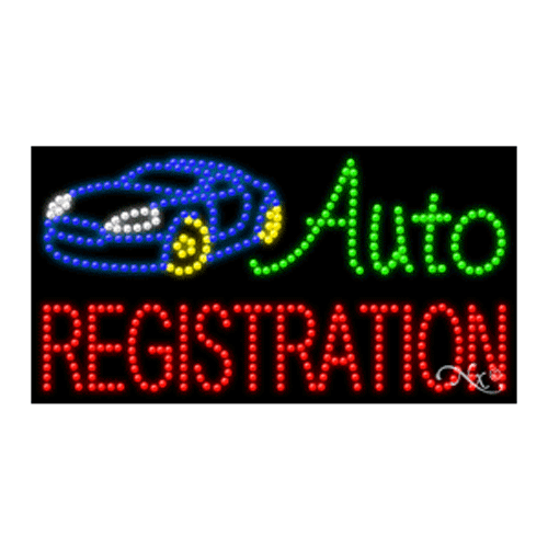 NEW “AUTO REGISTRATION" 32x17 LOGO SOLID & ANIMATED LED SIGN w/OPTIONS ...