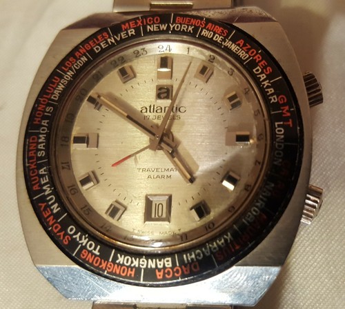 Vintage 1960's Atlantic Travelmate Alarm World Time Automatic ...