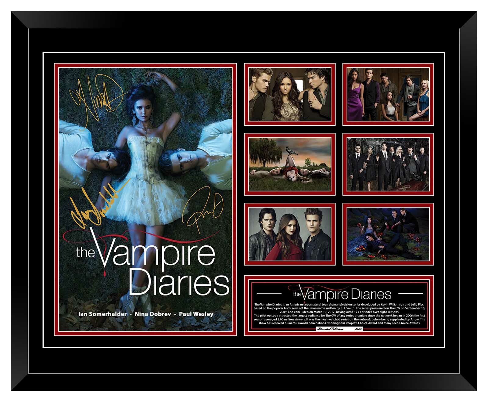 THE VAMPIRE DIARIES SIGNED POSTER LIMITED EDITION FRAMED MEMORABILIA ...
