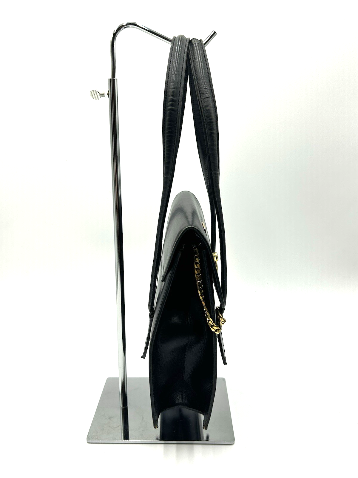 CELINE Black Leather Mini Handbag Chain Lock Gold Hardware Reuse FS ...