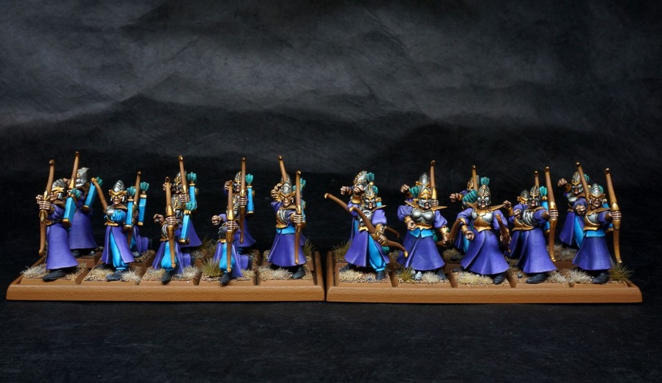 Painted Miniatures Warhammer Dark High Elves Archers Crossbows x20 | eBay