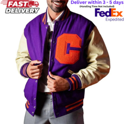 Clemson Tigers Ceremony Wool & Leather Sleeves Varsity Men's Letterman Jacket | eBay