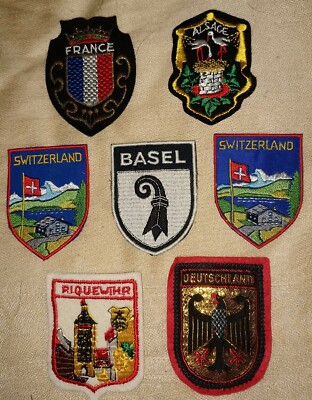 7 Vintage European Patches 1976 France Germany Switzerland Sew On Never ...