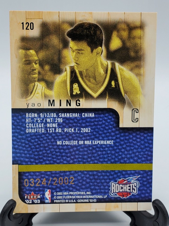 2002-2003 Fleer Genuine Basketball #120 Yao Ming Rookie Card 324/2002 ...