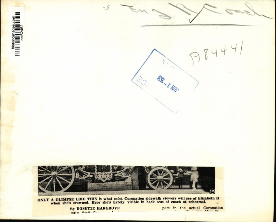 1953 Press Photo Elizabeth II in royal coach during rehearsal in ...